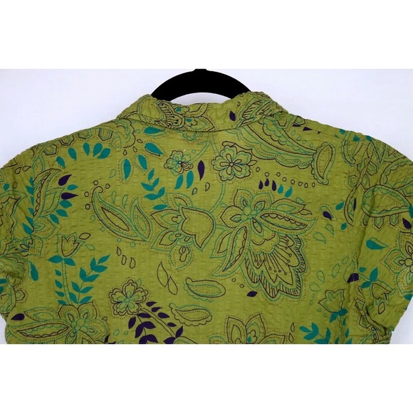 Pappagallo | Tops | Deep Green Floral Seersucker Cap Sleeve Blouse ...